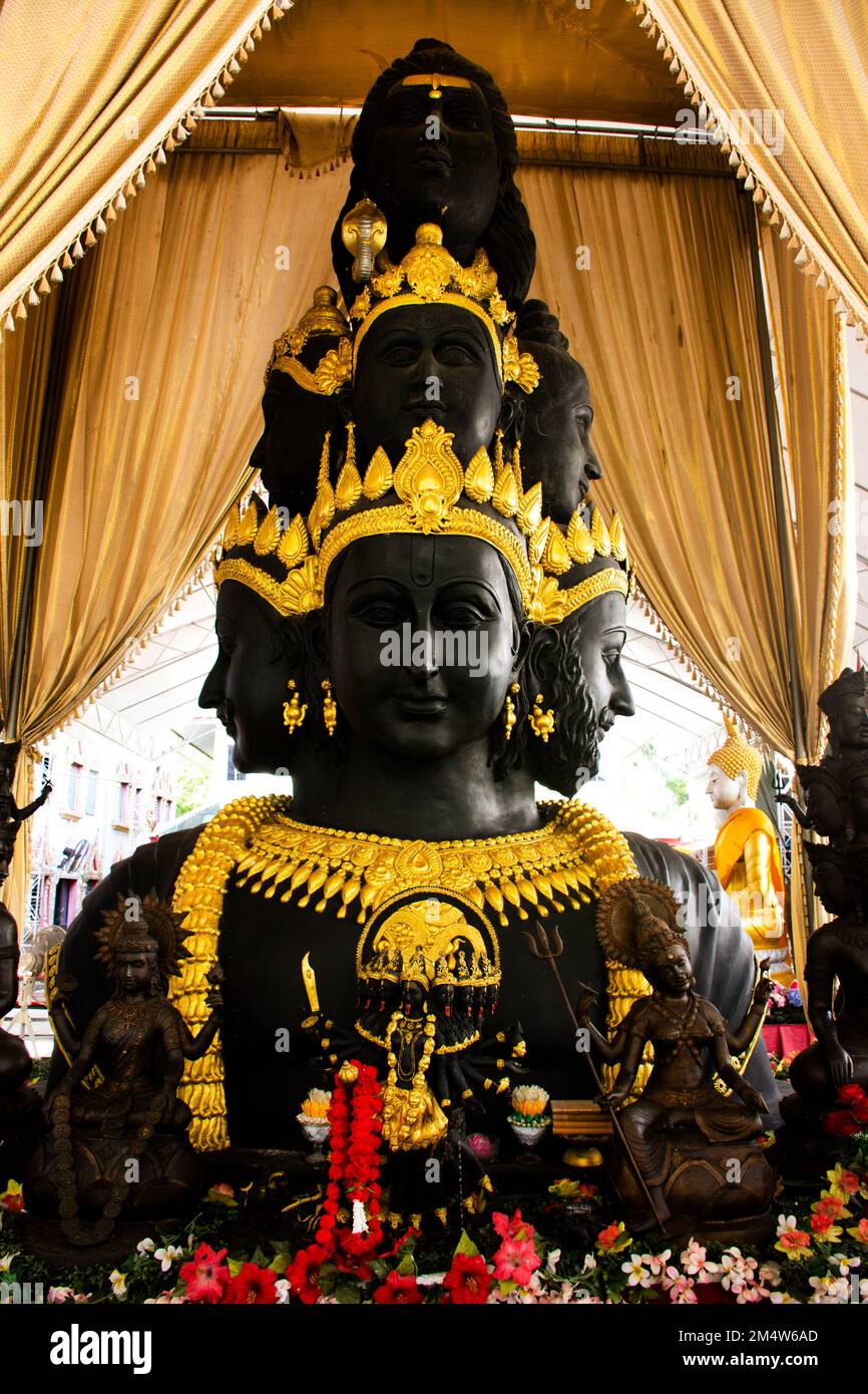 Lord Maha Phrom Brahma hindu deity god angel and Goddess Kali in shrine ...