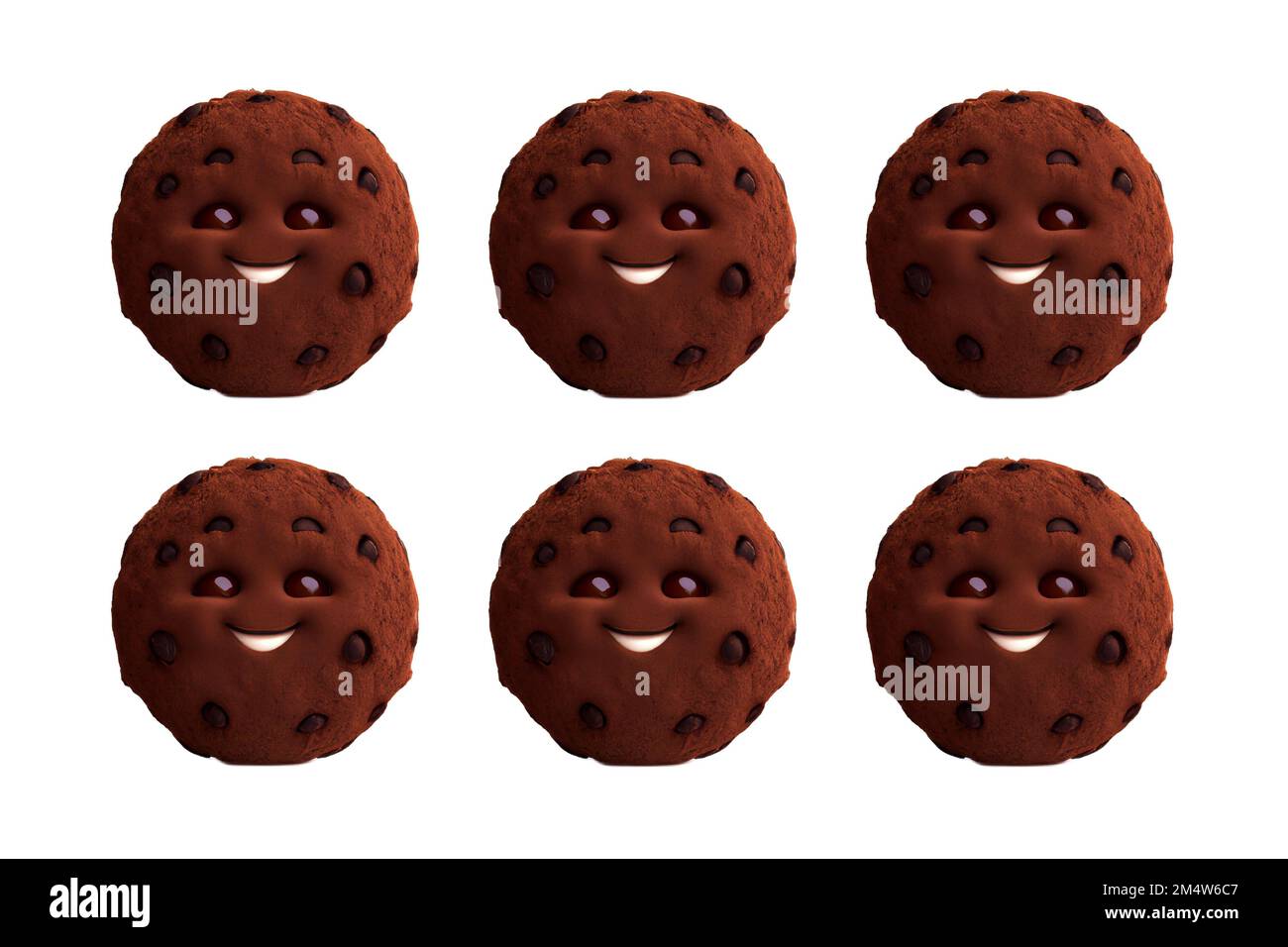 Funny Chocolate Cookies smiling - digital 3D Illustration isolated on ...