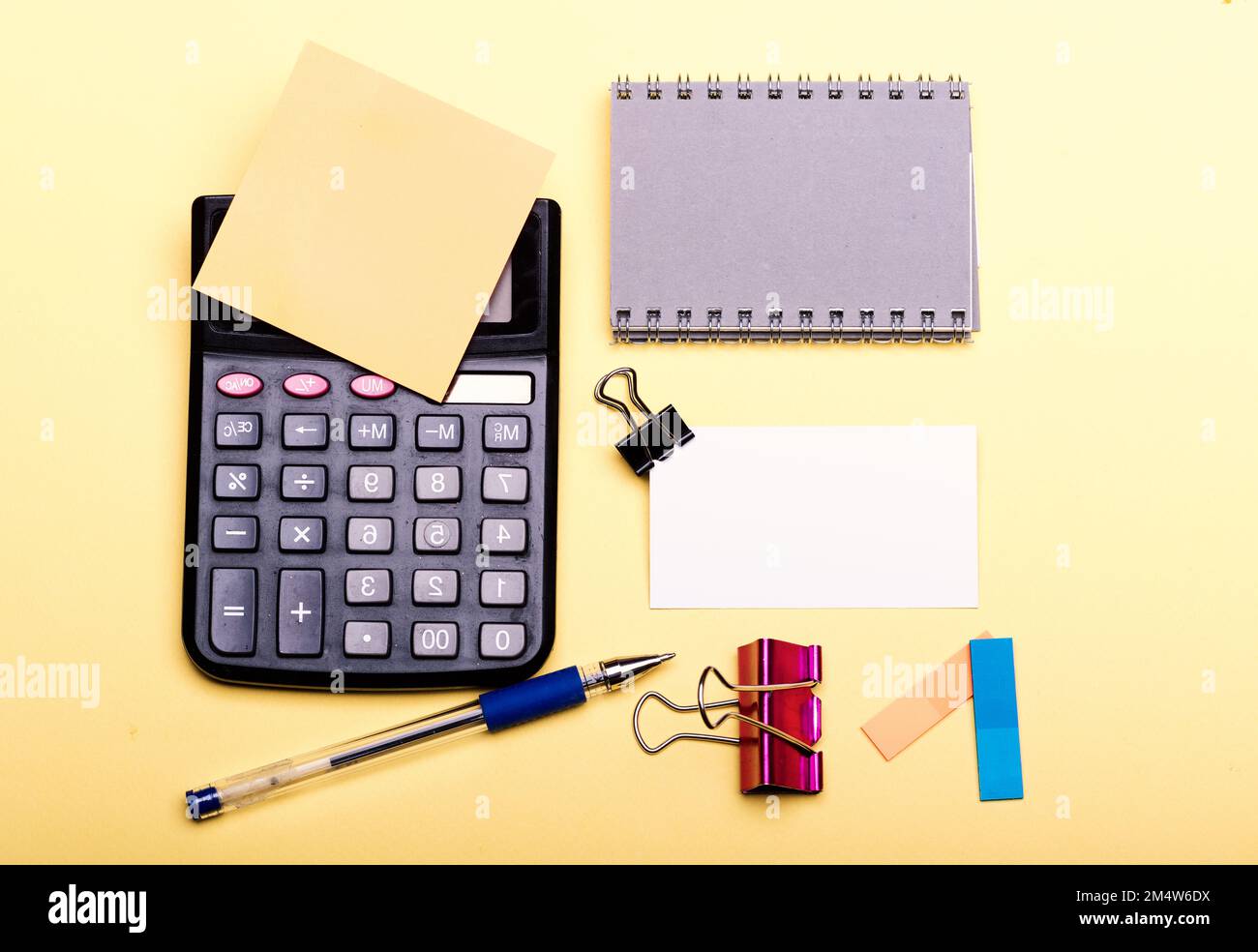 Notebook in grey color, blank business card, note paper Stock Photo - Alamy