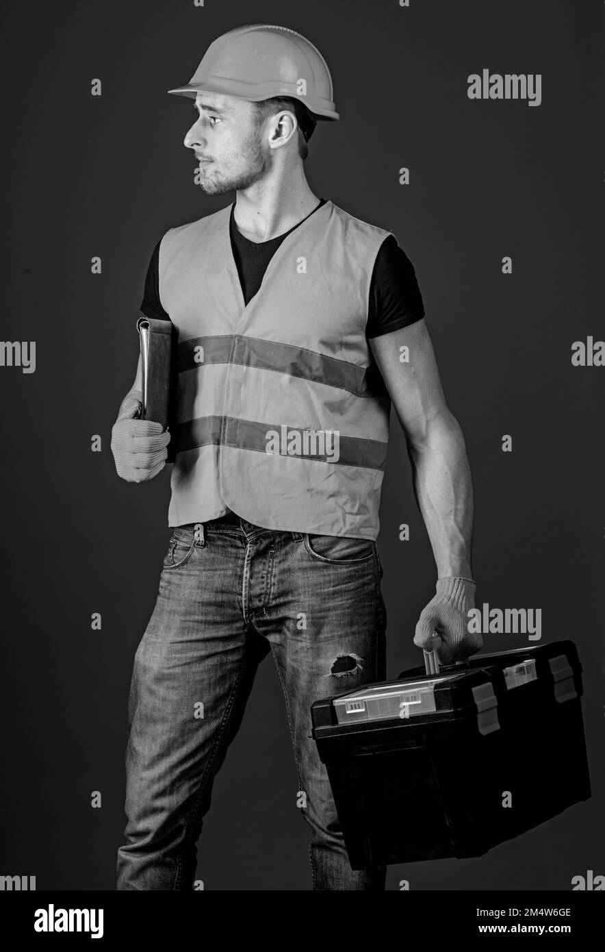 Man in helmet ready Black and White Stock Photos & Images - Alamy