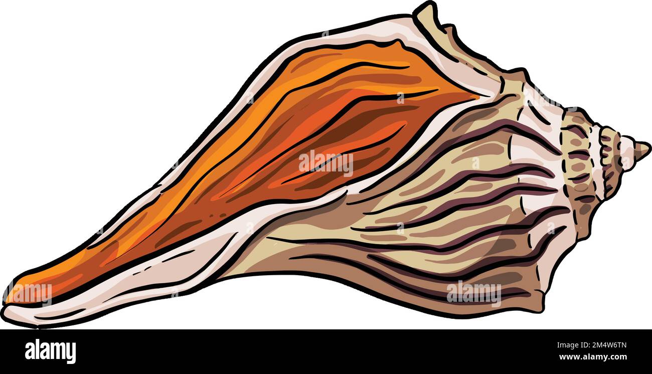 Conch Sea Snail Shell Outline Cartoon Style Logo Design in Vector Stock ...