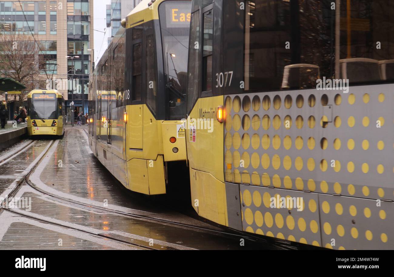 Manchester, England 15th December 2022. Trams (Metrolink) running in ...