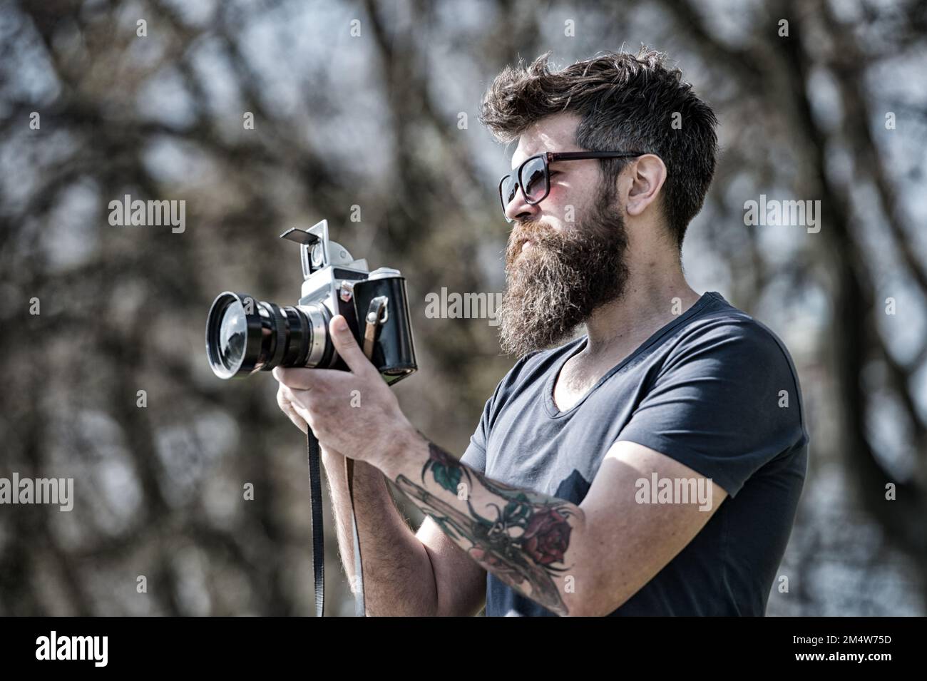 Photographer with beard and mustache amateur photographer nature ...