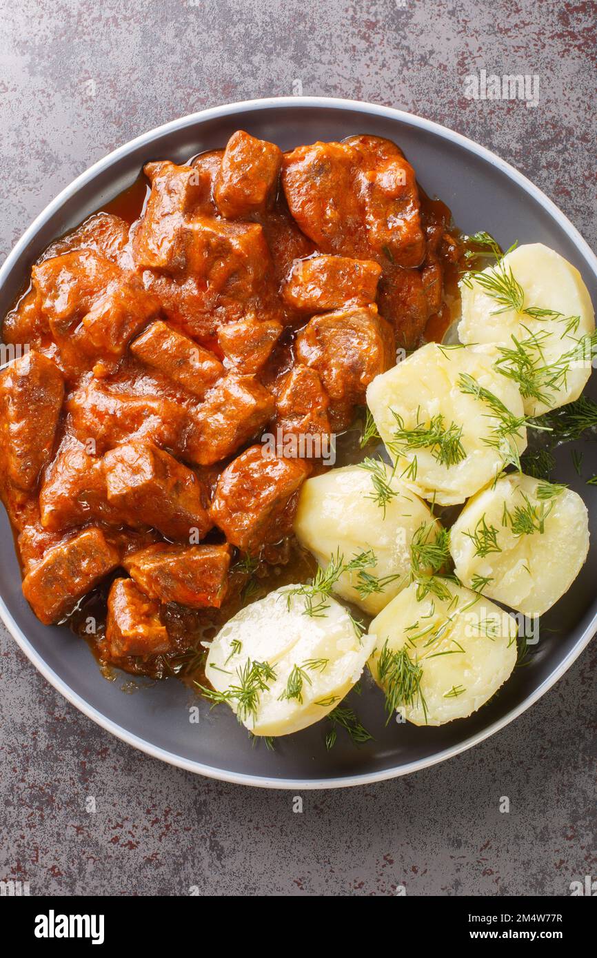 Authentic Austrian beef goulash which is known for its especially thick ...