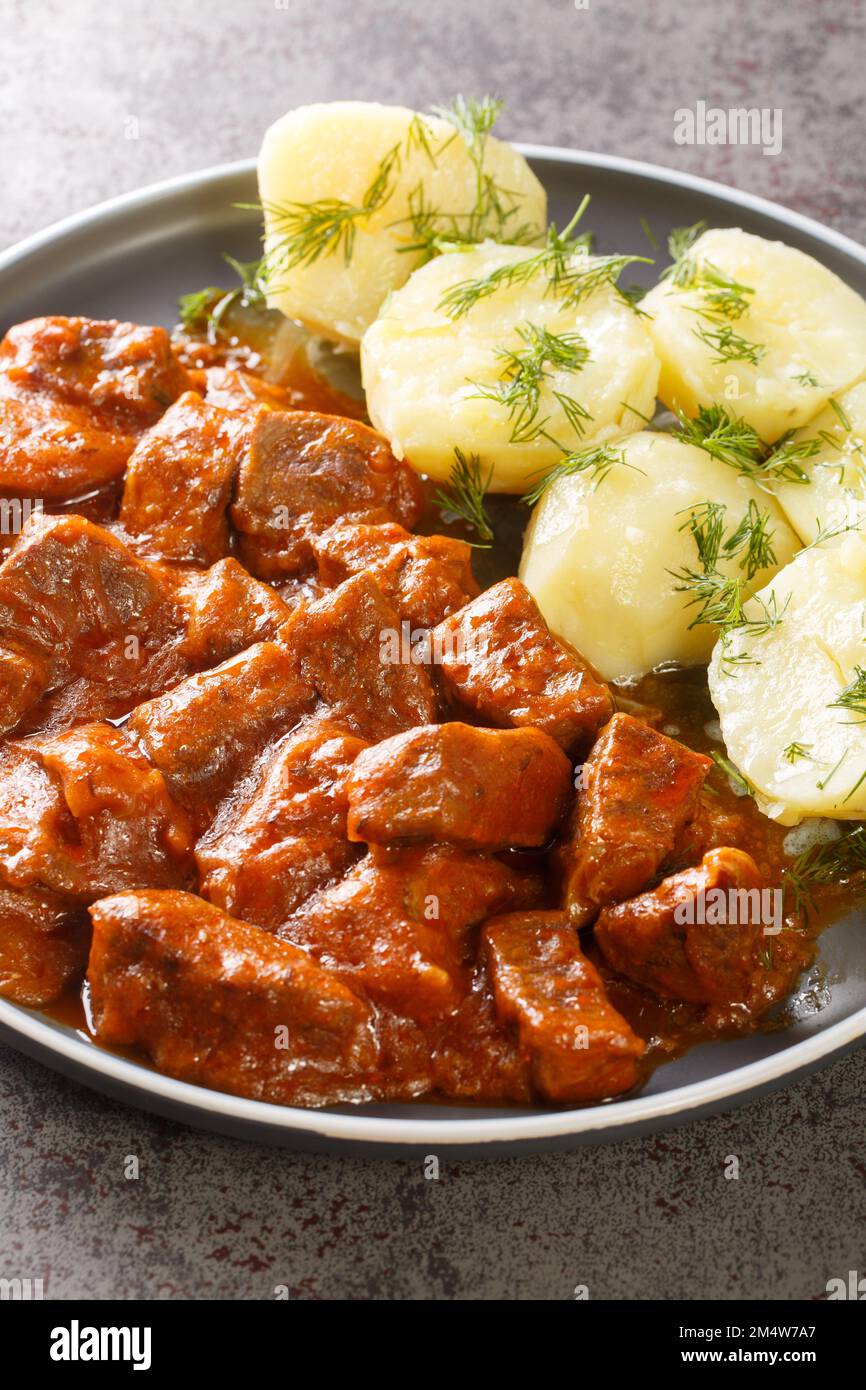Authentic Austrian beef goulash which is known for its especially thick ...