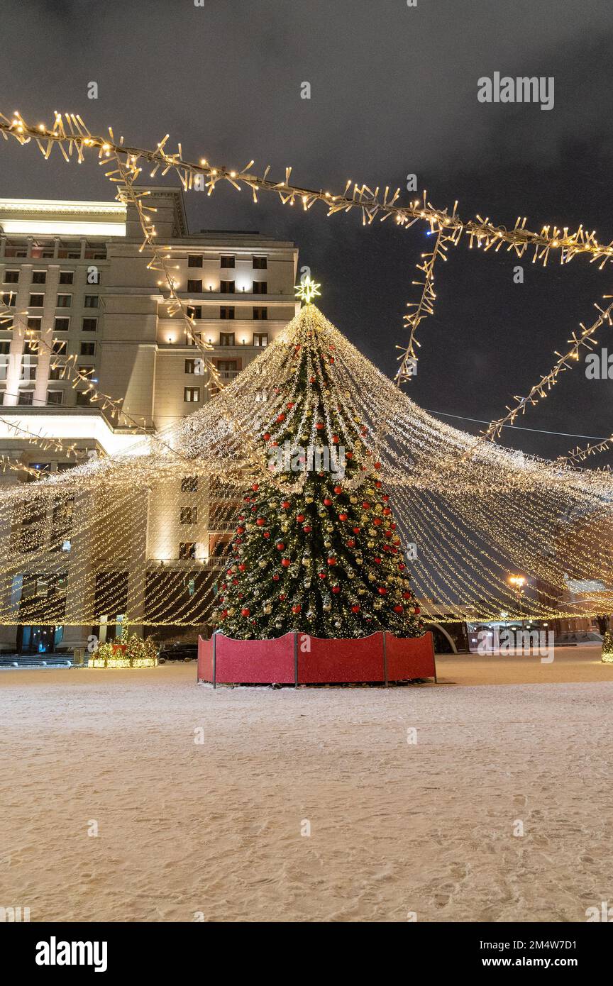 Moscow, Russia - December 7, 2022: Big Christmas tree. New Year ...