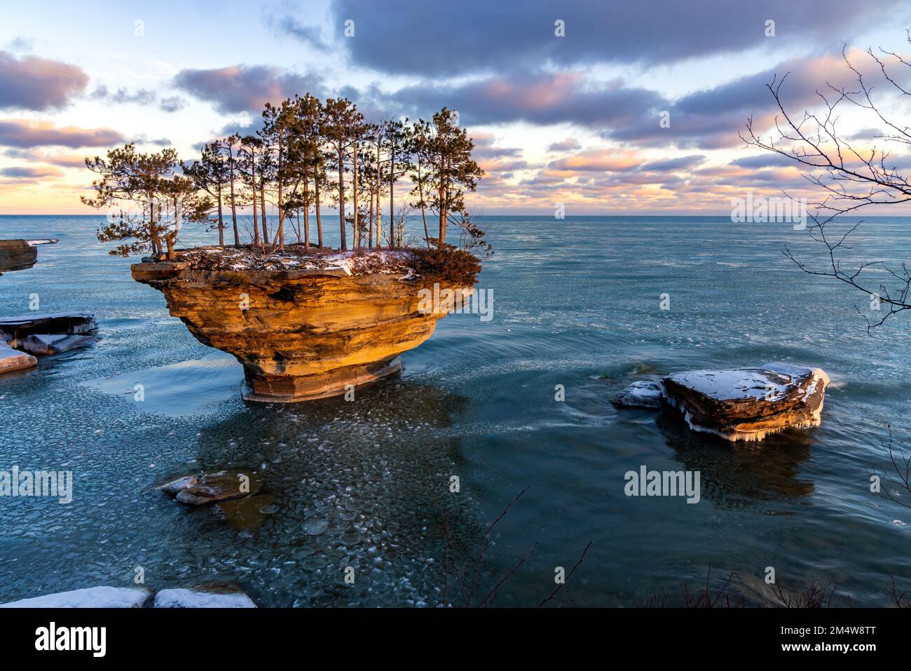Turnip Rock at the tip of Michigan's thumb near Port Austin is shown in ...