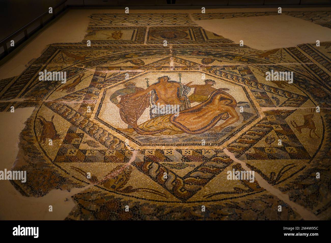 Dionysos and Adriadne mosaic on display in the Archaeological Museum ...