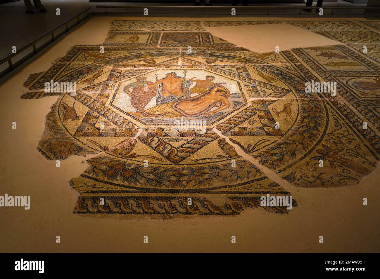 Dionysos and Adriadne mosaic on display in the Archaeological Museum ...