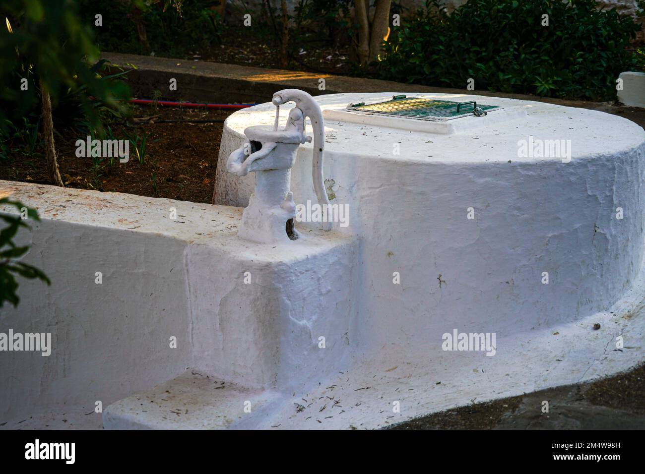 Ancient manual water pump photographed at Chania, Crete, Greece Stock ...