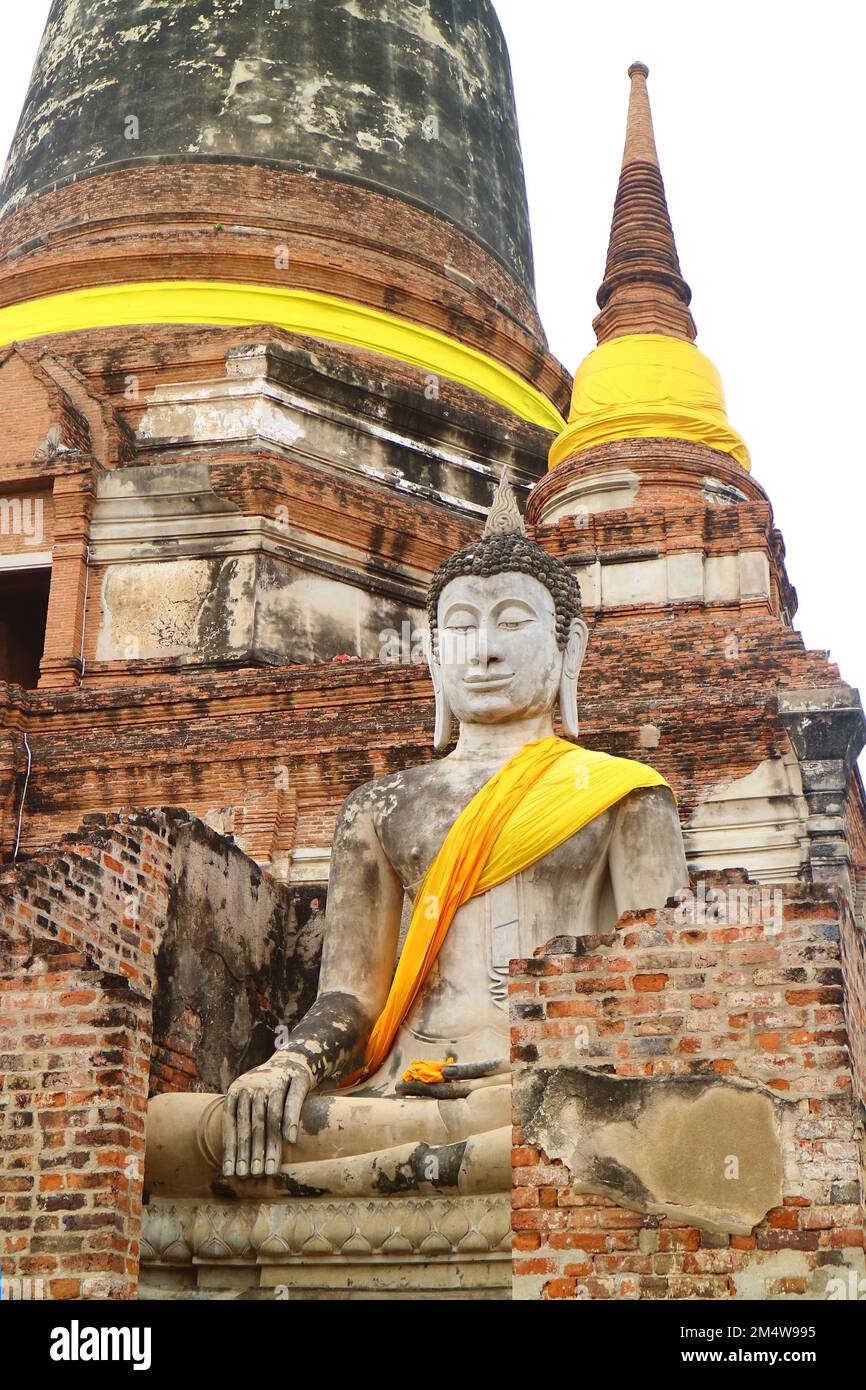 Gorgeous Buddha Statue in Yellow Robe at Wat Yai Chai Mongkhon Ancient ...