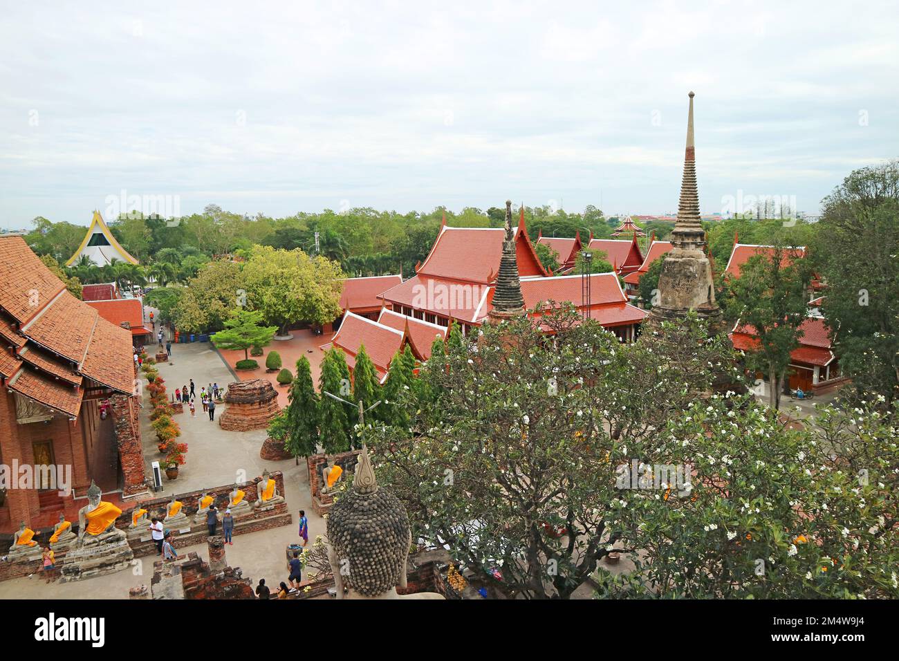 Aerial view of Wat Yai Chai Mongkhon Buddhist Temple Complex View from ...