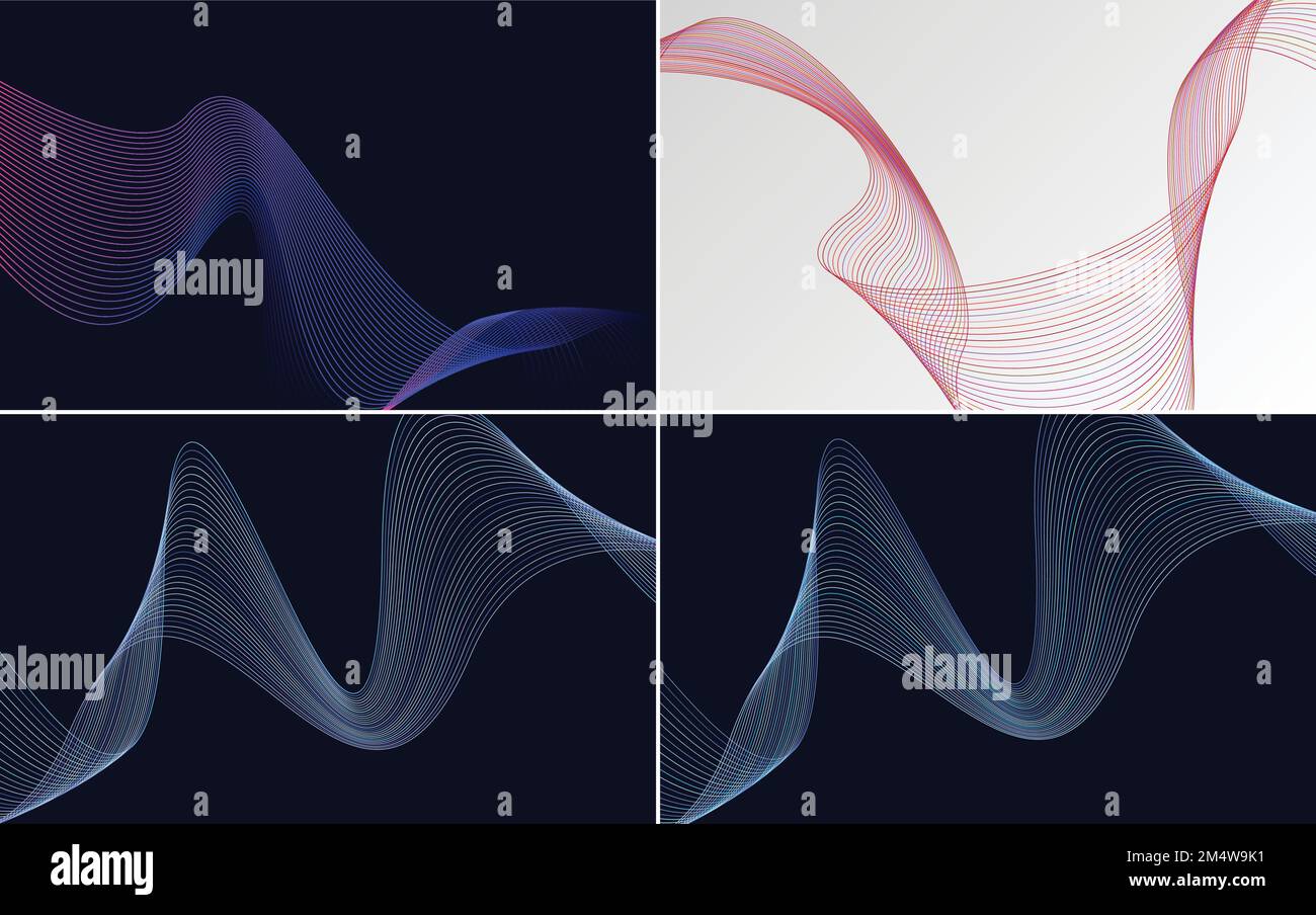 Set of 4 vector line backgrounds to elevate your designs Stock Vector ...