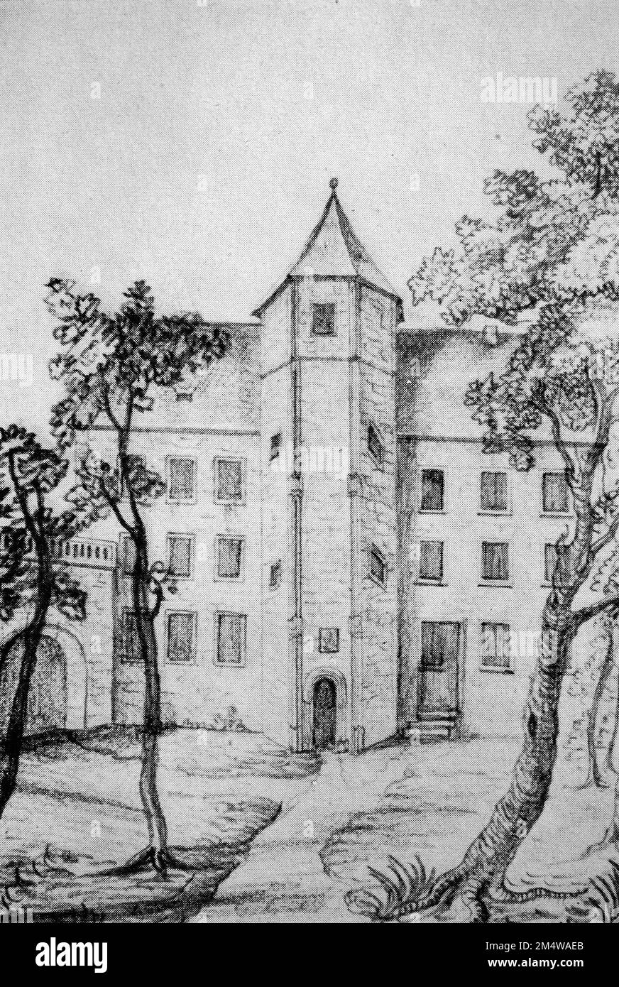 Historische Ansicht von Schloß Ermreuth, um 1800, Bayern, Deutschland ...