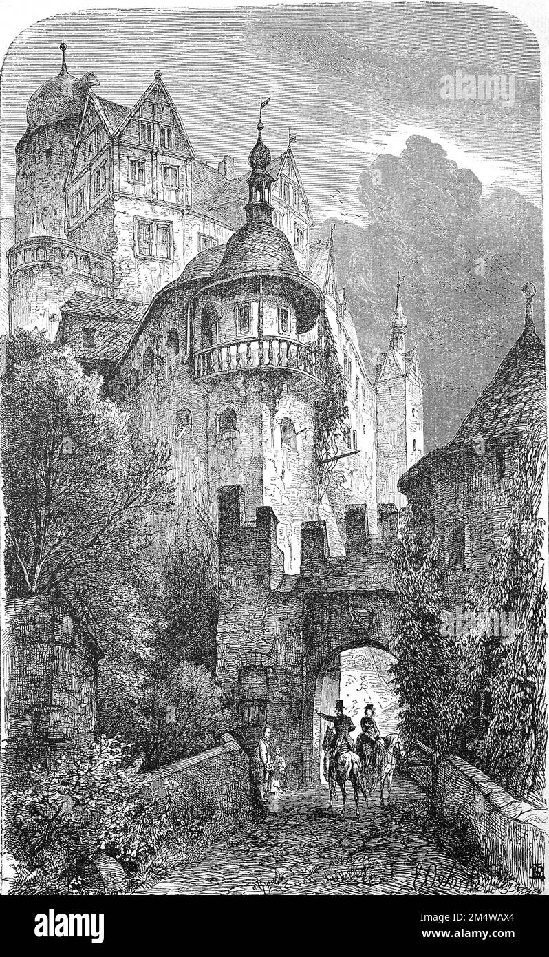 Das im späten 12. Jahrhundert gegründete Schloss über dem Dorf ...