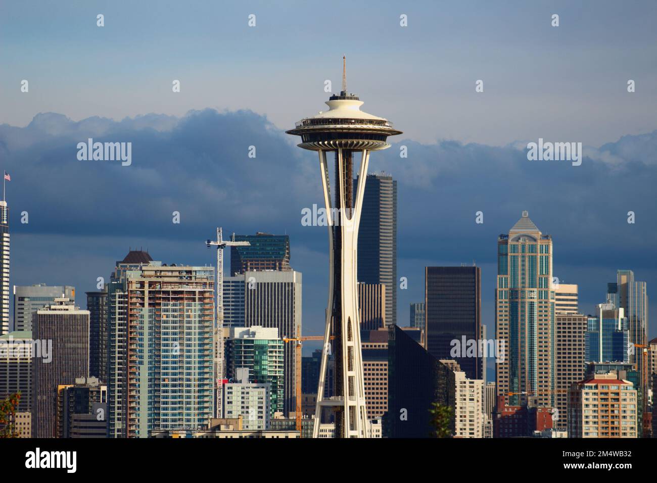 The famous Space Needle and Washington State skyline from queen Ann ...