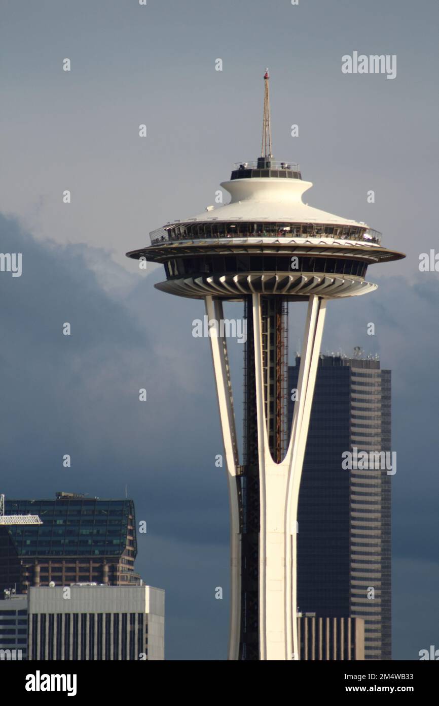 The famous Space Needle and Washington State skyline from queen Ann ...