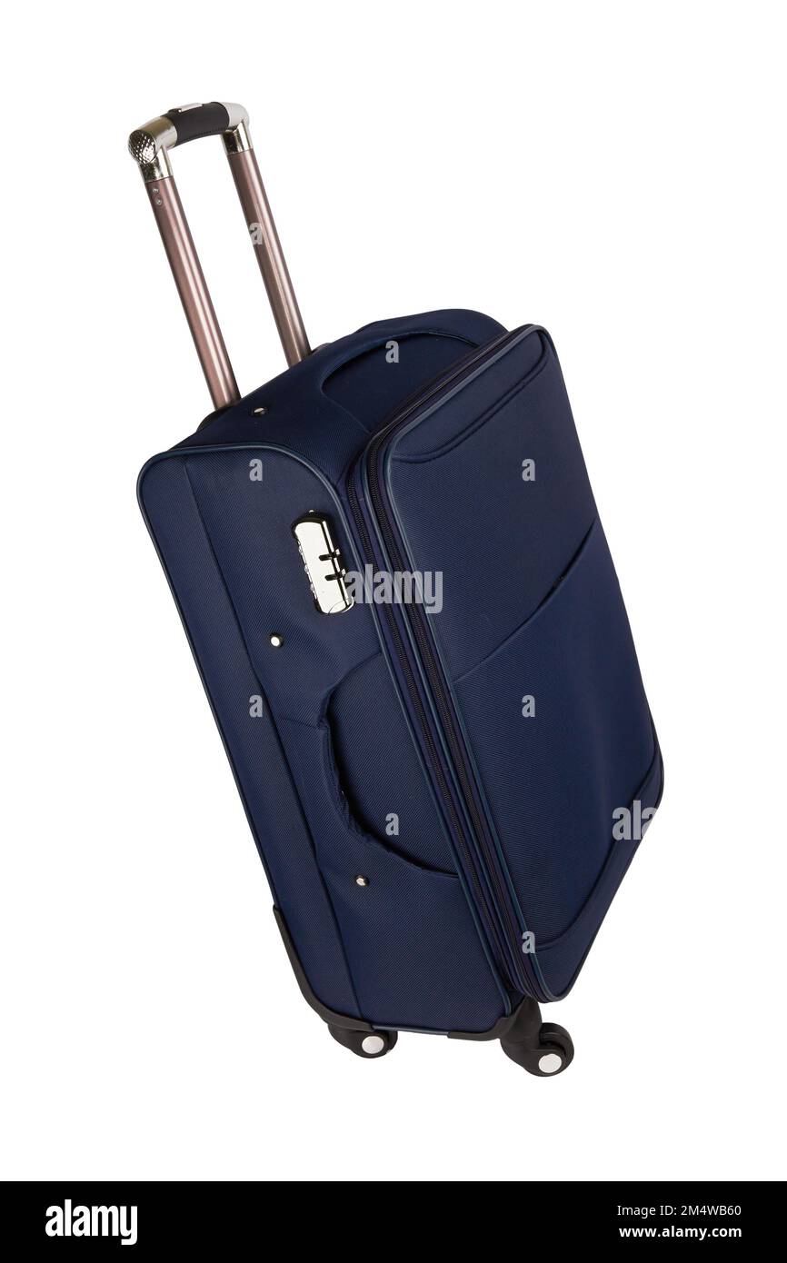 Blue suitcase isolated on a white background Stock Photo - Alamy