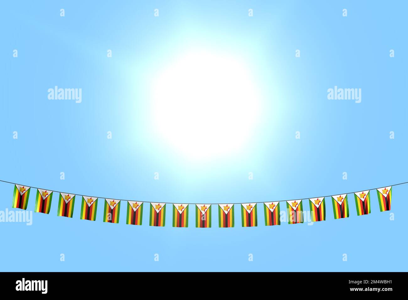pretty feast flag 3d illustration - many Zimbabwe flags or banners ...