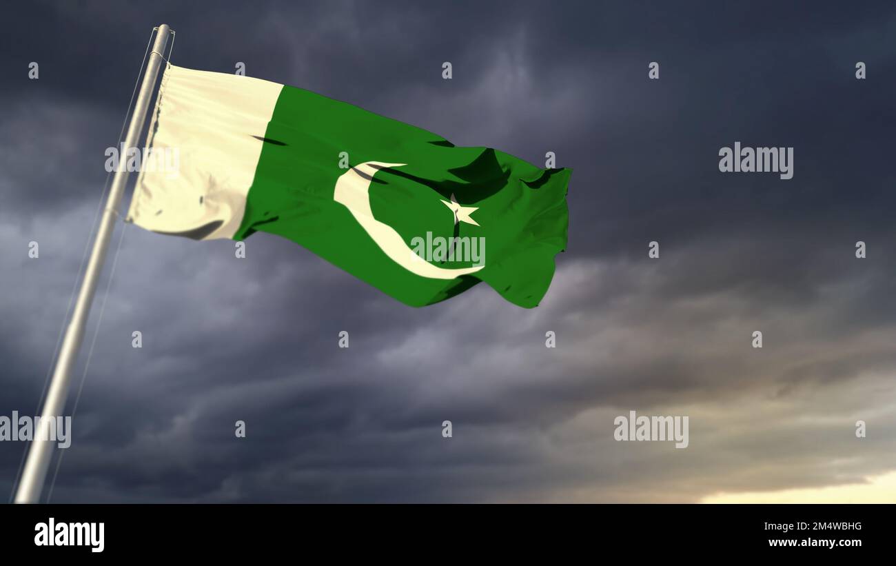 nice Pakistan flag on heavy dark clouds background - abstract 3D ...