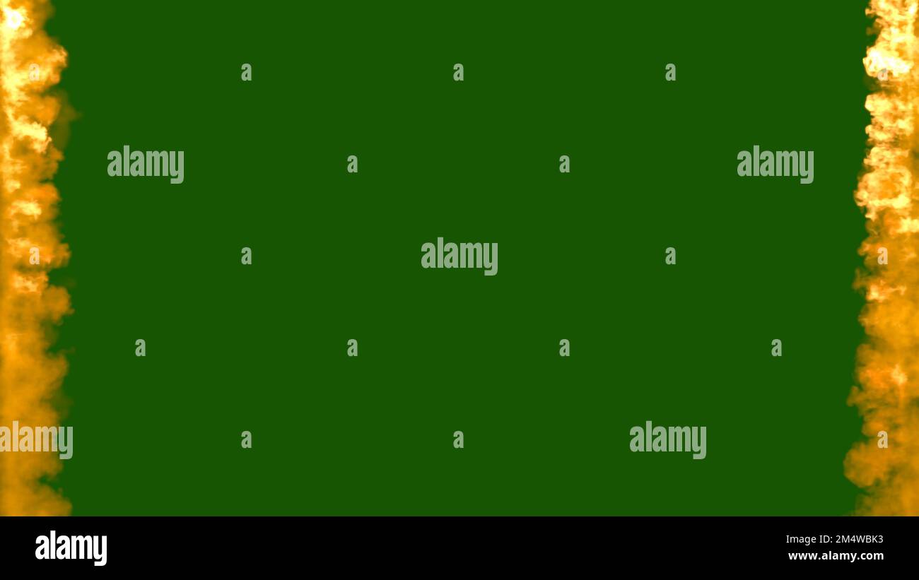 frame of 2 fire lines burning on green screen, isolated - object 3D ...