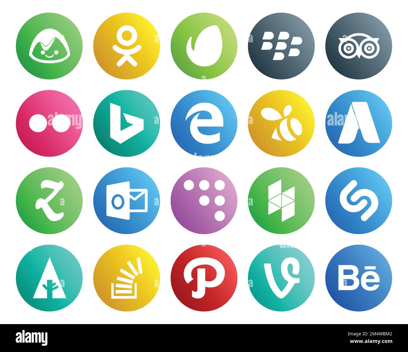 20 Social Media Icon Pack Including stockoverflow. shazam. edge. houzz ...