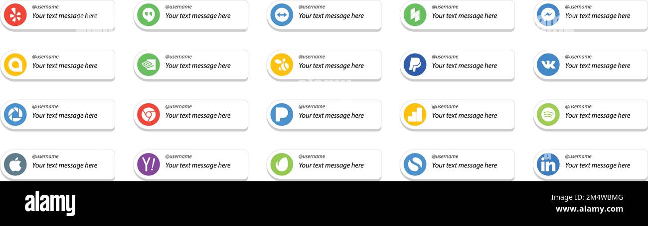 20 Social Media Follow Button and text place.like search. apple. paypal ...