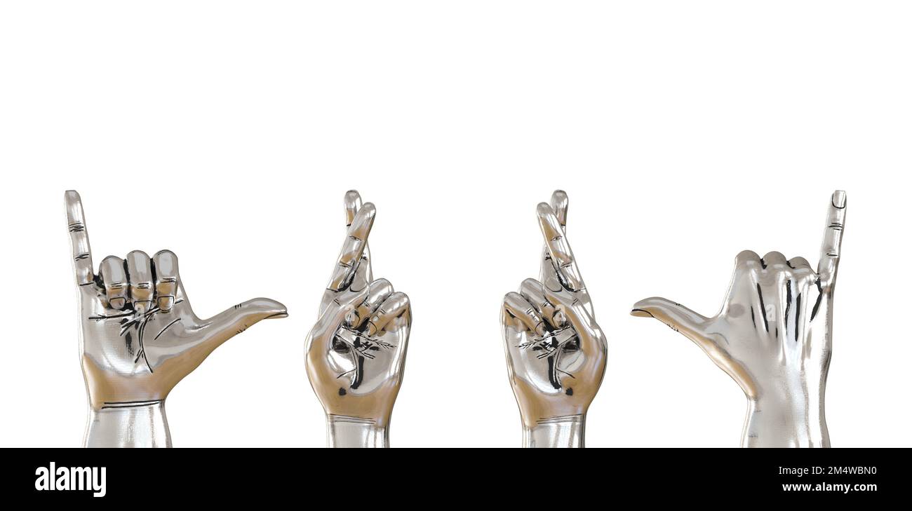 Figurine hand showing a gesture. Collection of figurines of the human ...