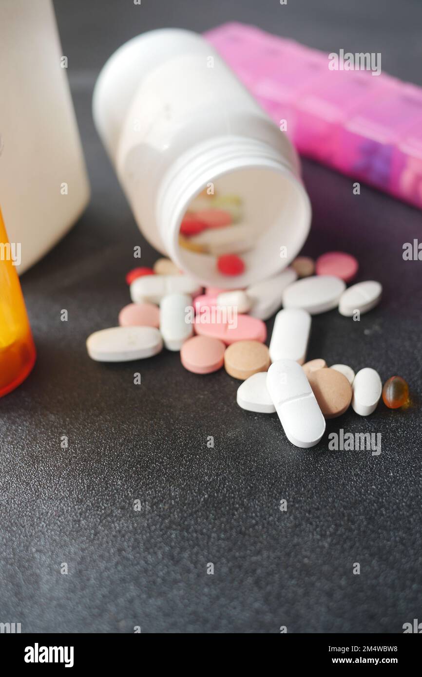 Close up of many colorful pills and capsules Stock Photo - Alamy