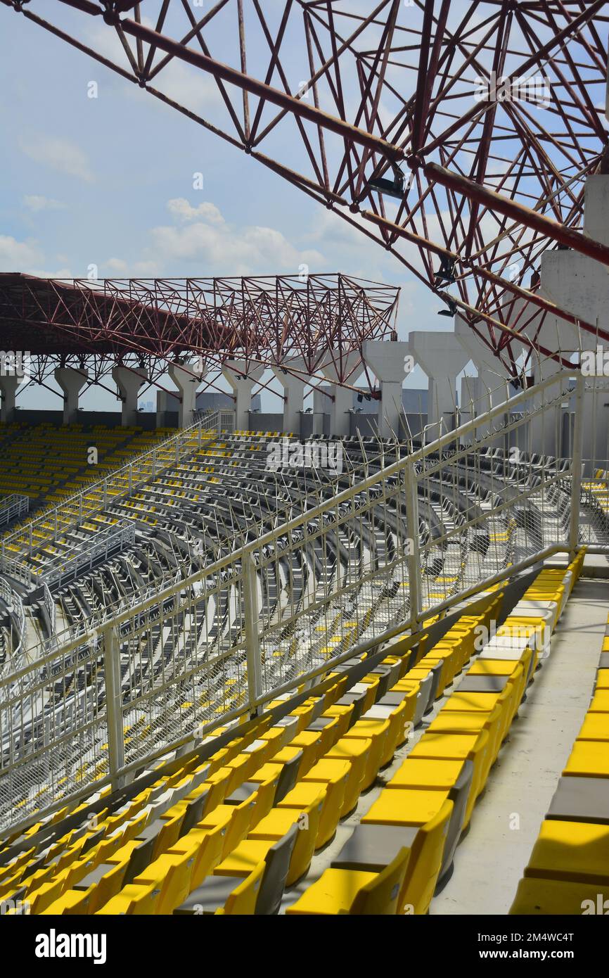 seat in a football stadium aside its building construction Stock Photo ...