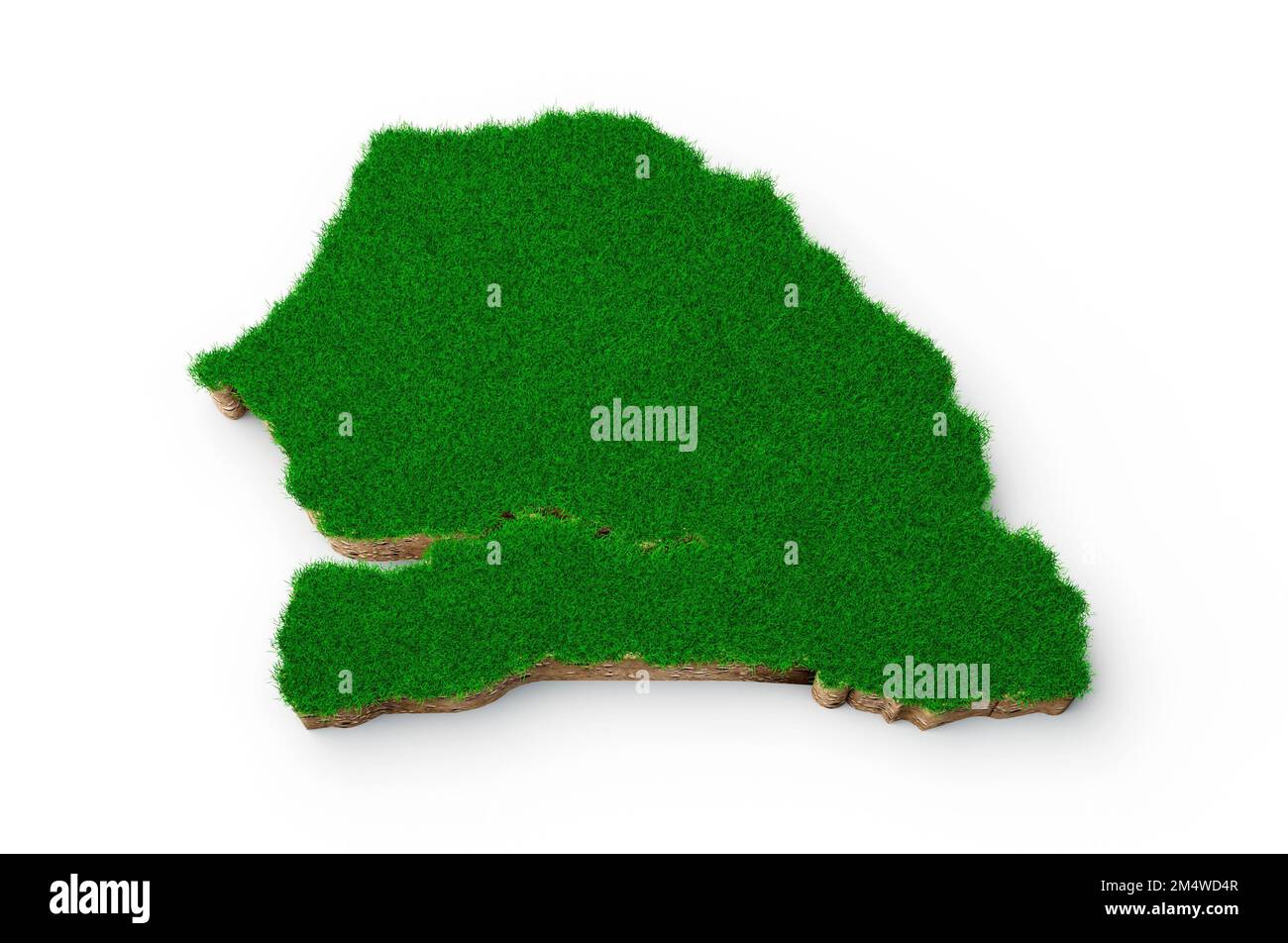 A Senegal Map soil land geology cross section with green grass and ...