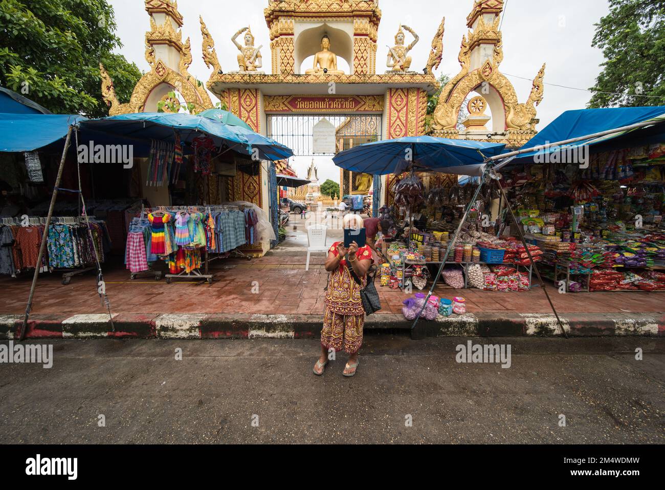 Mukdahan, Thailand, august 21, 2022. some street views from mukdahan city in the rainy season ...