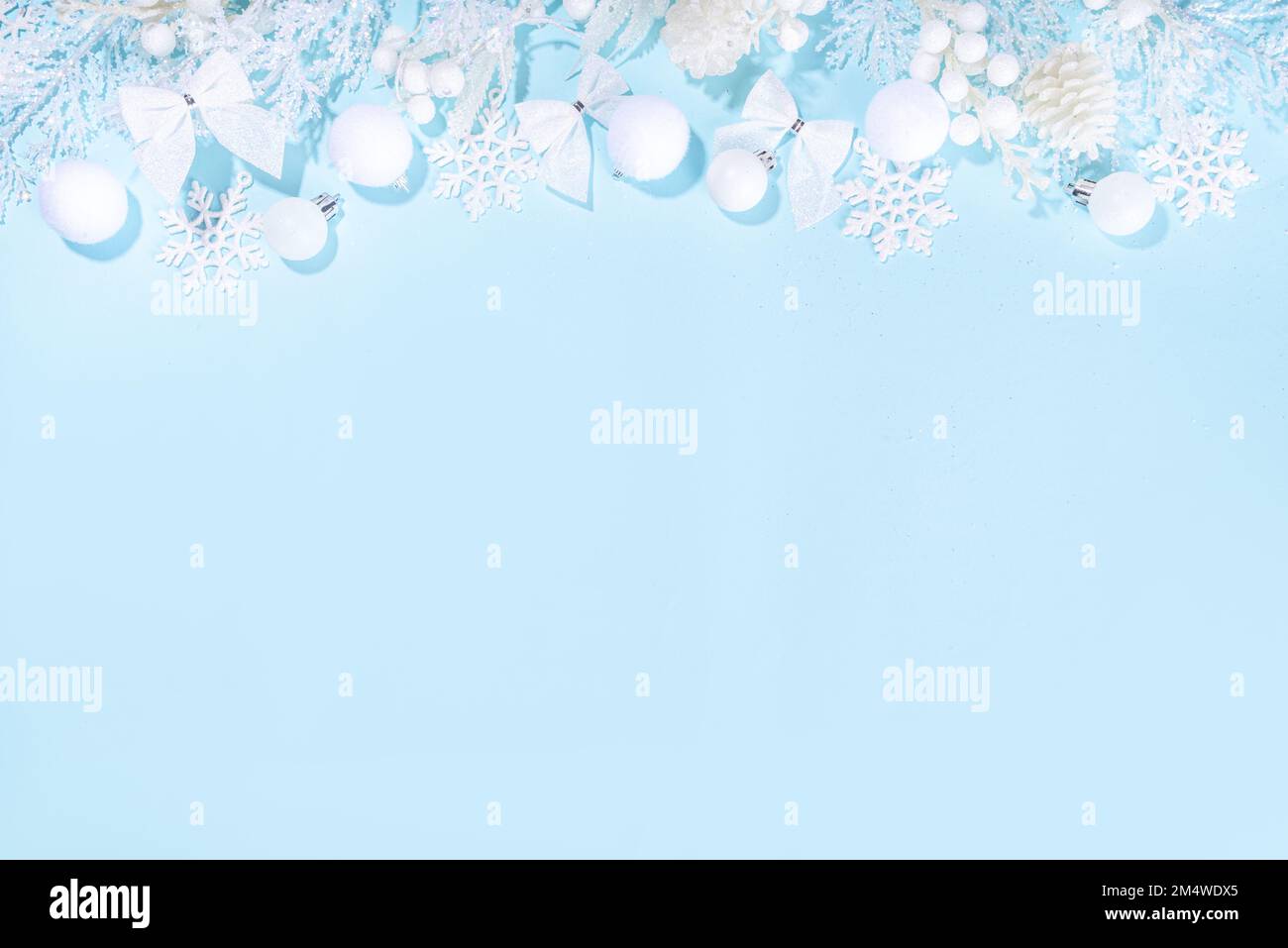 White and blue Christmas background, White Christmas concept. Merry ...