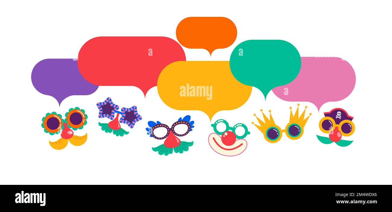 Colorful Speech Bubbles, street art, carnival concept design with funny ...