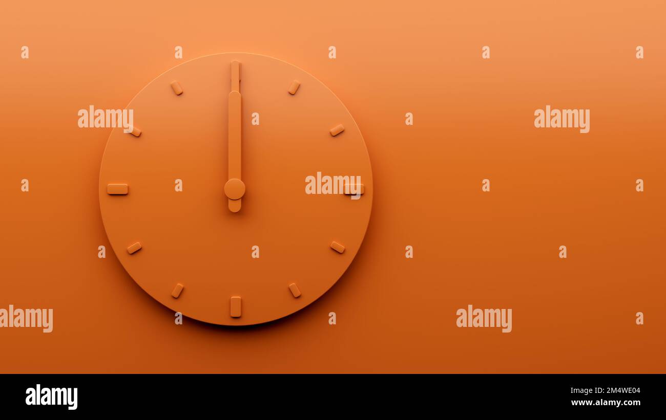 A Minimal Orange clock Twelve 12 o'clock abstract Minimalist wall clock ...