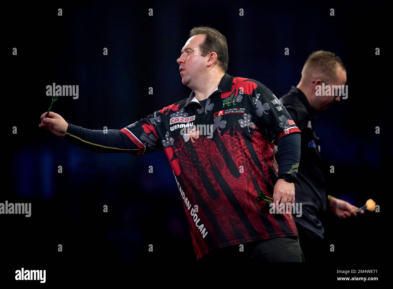 Brendan Dolan during his match against Jimmy Hendriks (right) during ...