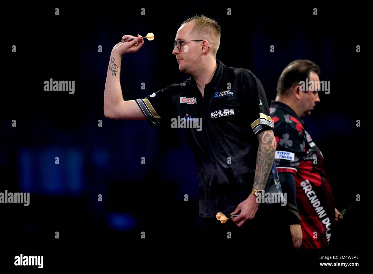 Jimmy Hendriks during his match against Brendan Dolan (right) during ...