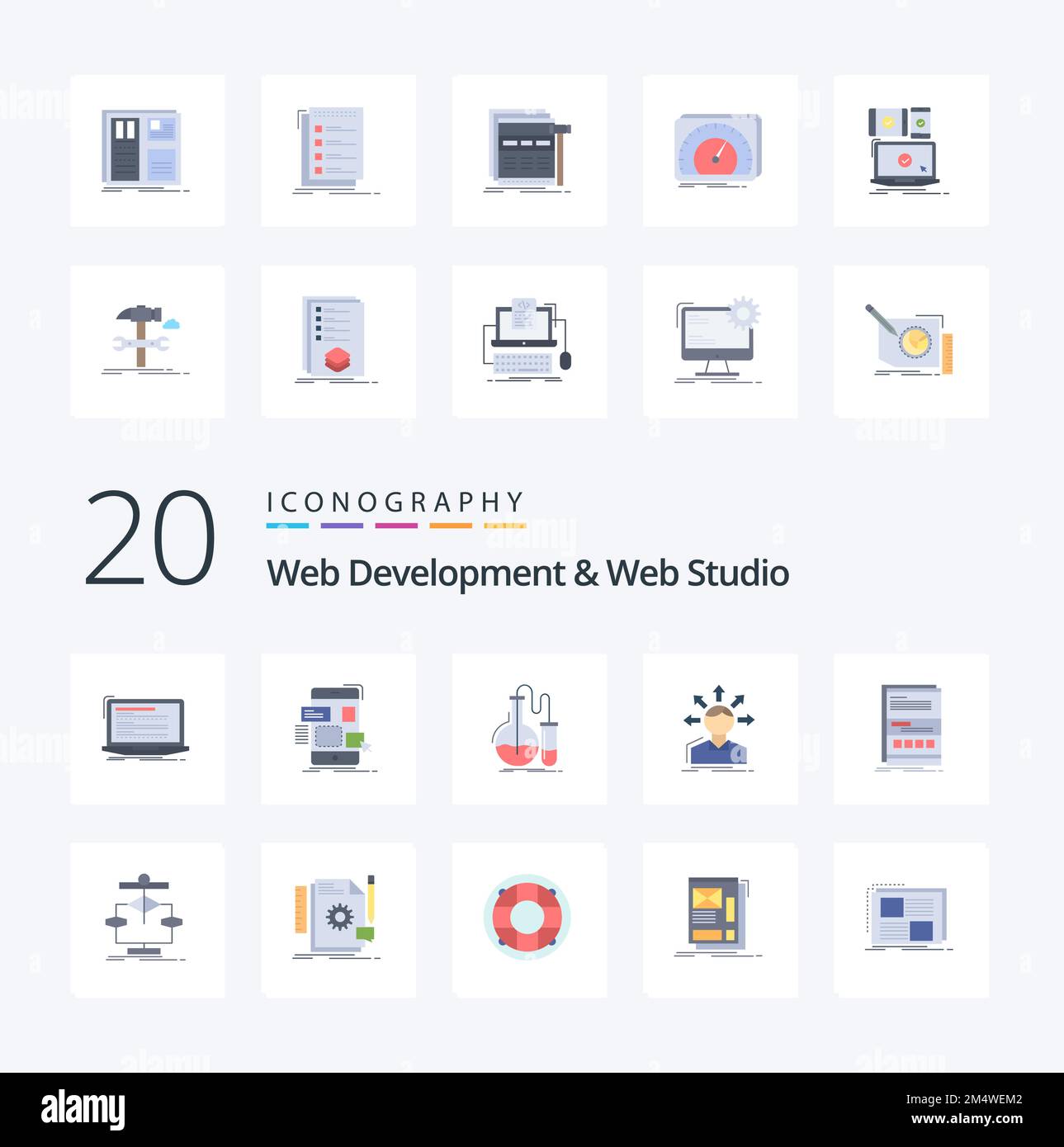 20 Web Development And Web Studio Flat Color icon Pack like options ...
