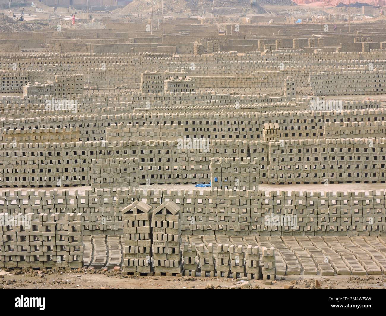 View of brick factory where bricks are arranged in a pattern Stock ...