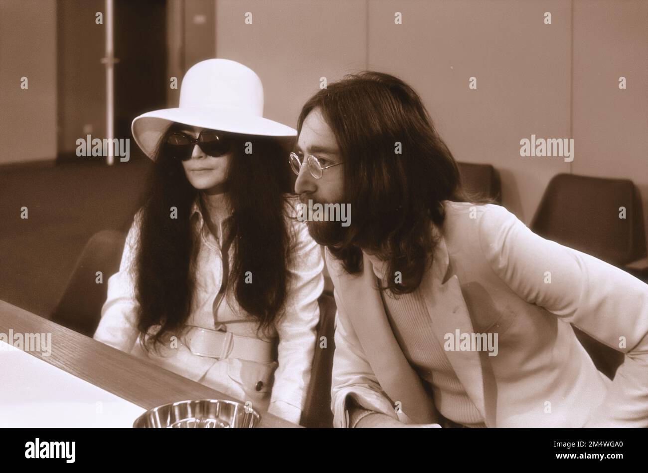 John Lennon and Joko Ono. Digital enhancement Stock Photo - Alamy