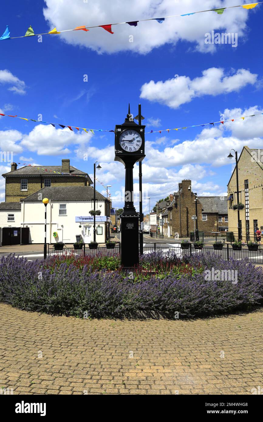 The Jubilee Gardens with clock, Chatteris town, Cambridgeshire, East ...
