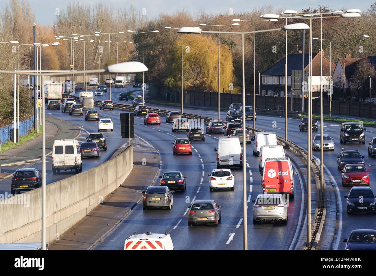 Traffic on the A30 in London. Many drivers are battling a band of heavy ...