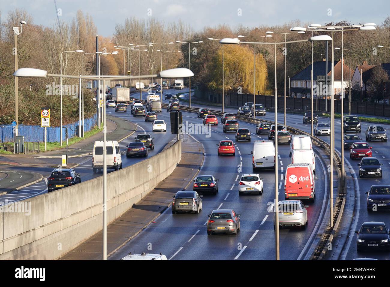Traffic on the A30 in London. Many drivers are battling a band of heavy ...