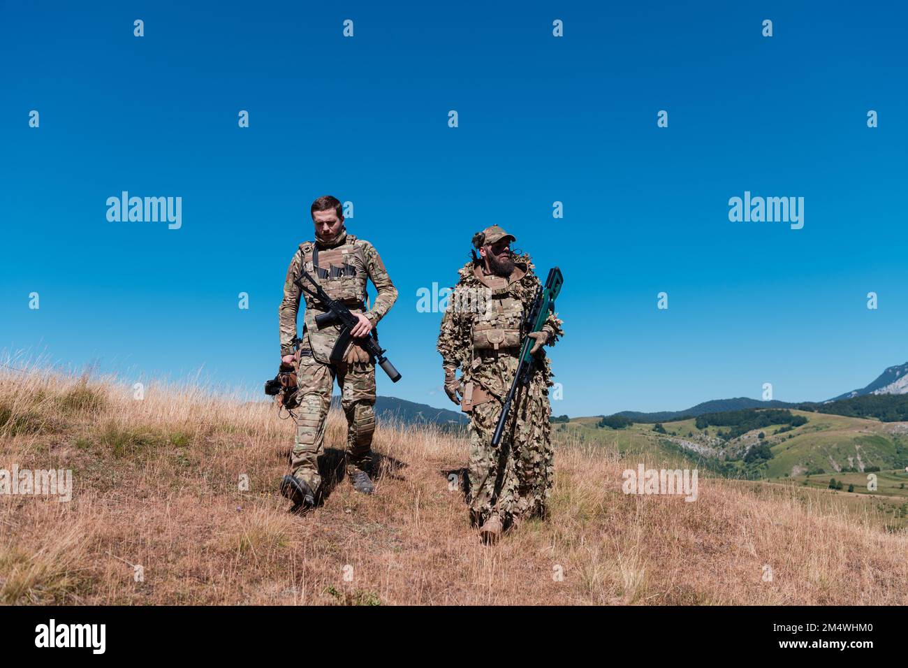 A sniper team squad of soldiers is going undercover. Sniper assistant ...