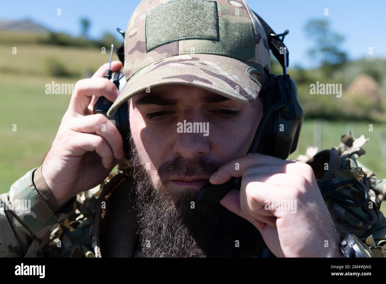 Special operations soldiers team preparing tactical and communication ...