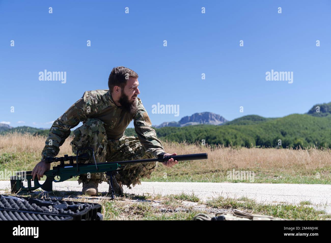 Special operations soldiers team preparing tactical and communication ...