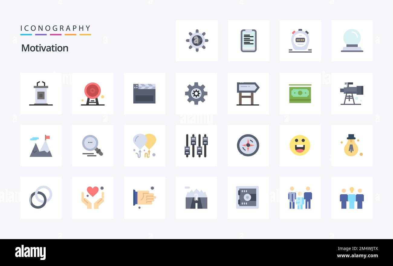 25 Motivation Flat color icon pack Stock Vector Image & Art - Alamy