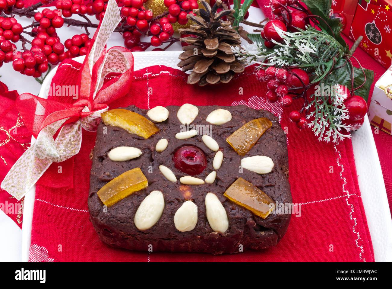 Italian Certosino di Bologna. Medieval Panspeziale cake. Traditional ...