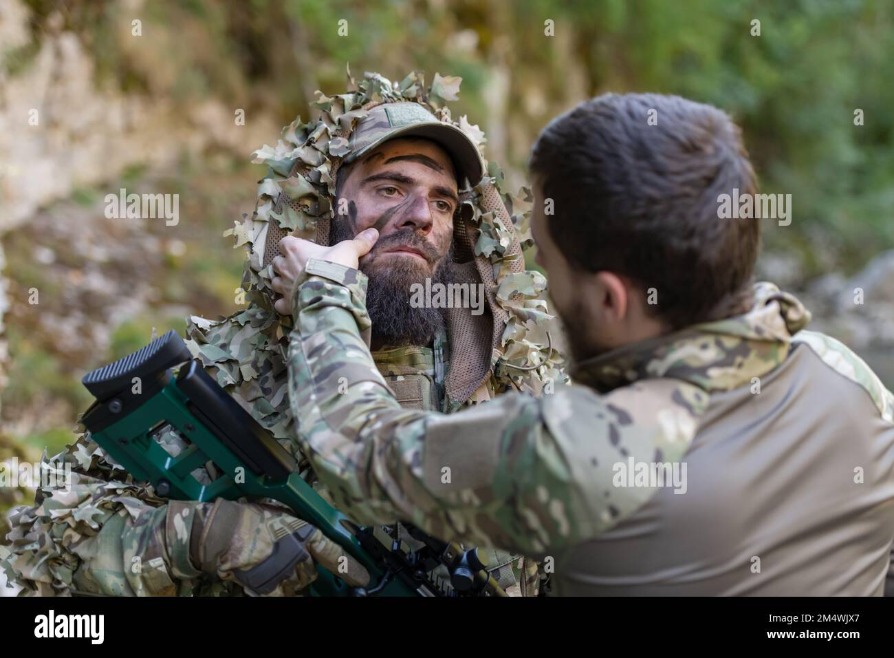 Special operations soldiers team preparing tactical and communication ...