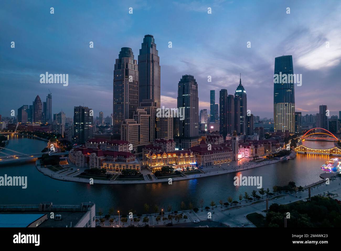 A beautiful skyline of a modern city on the twilight Stock Photo - Alamy